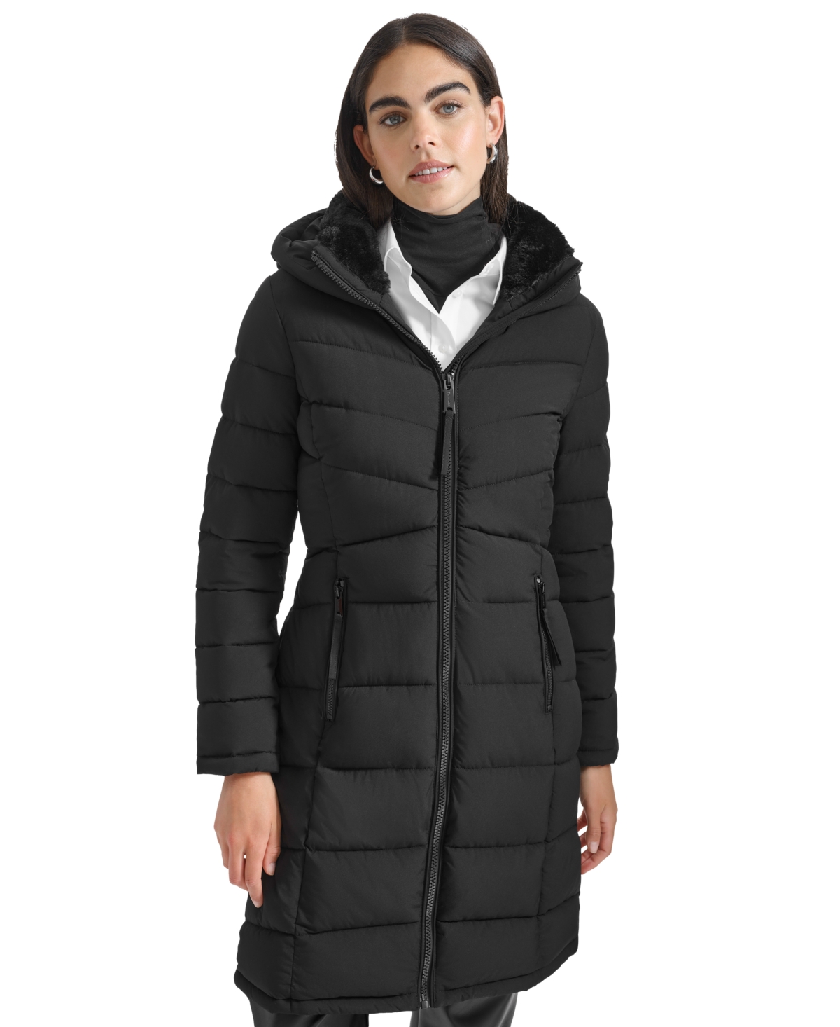 Click here for Calvin Klein Womens Hooded Puffer Coat - Black prices