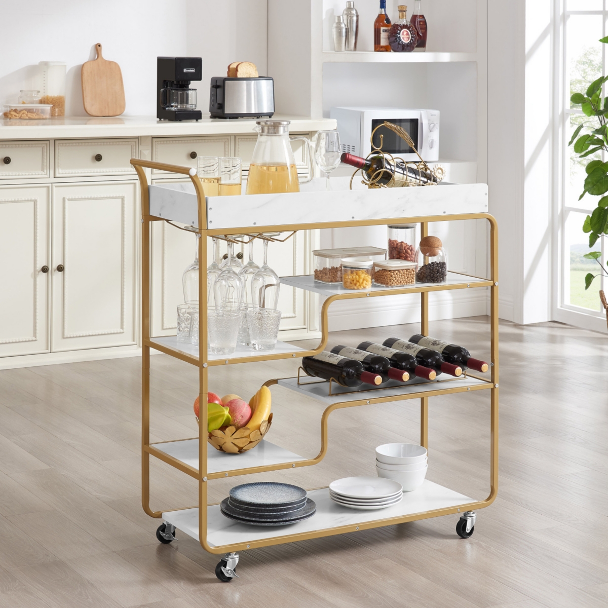 Click here for Streamdale 6-Tier Retro Wine Serving Cart - Gold prices