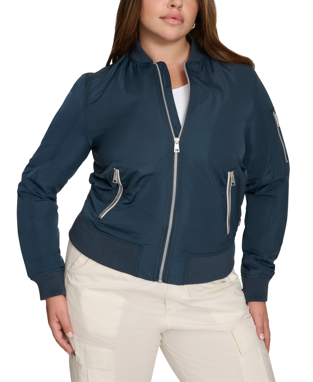 Click here for Levis Trendy Plus Size Melanie Bomber Jacket - Nav... prices