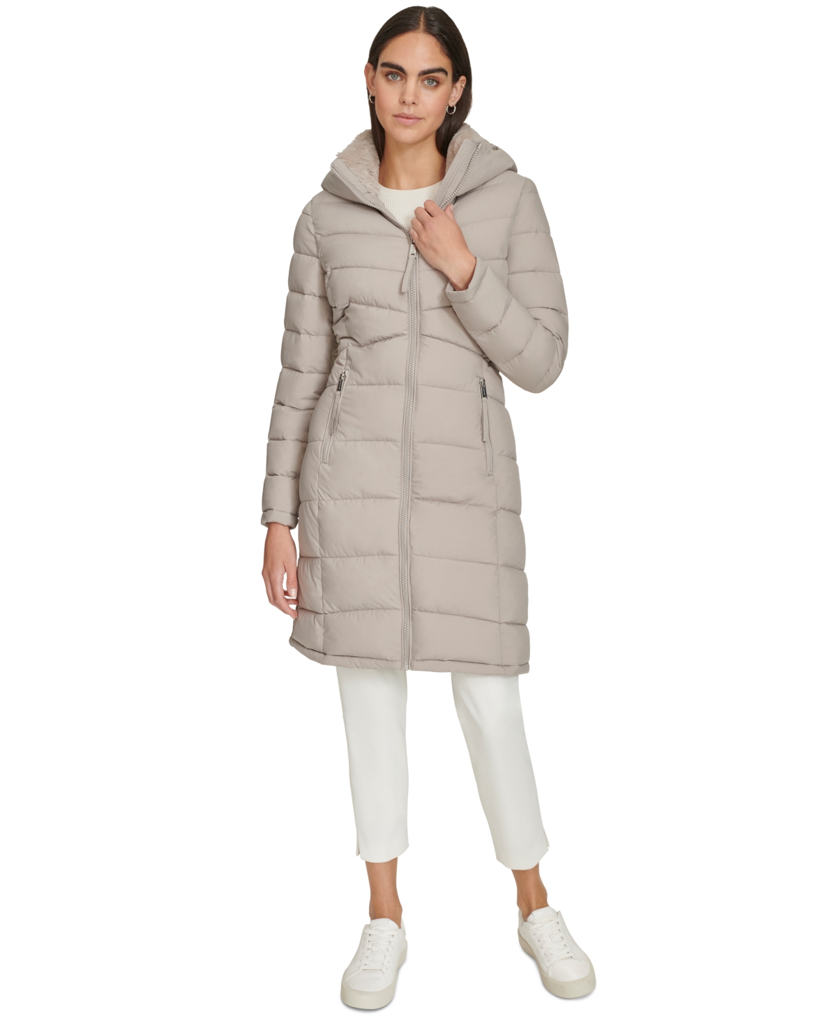 Click here for Calvin Klein Womens Hooded Puffer Coat - Atmospher... prices