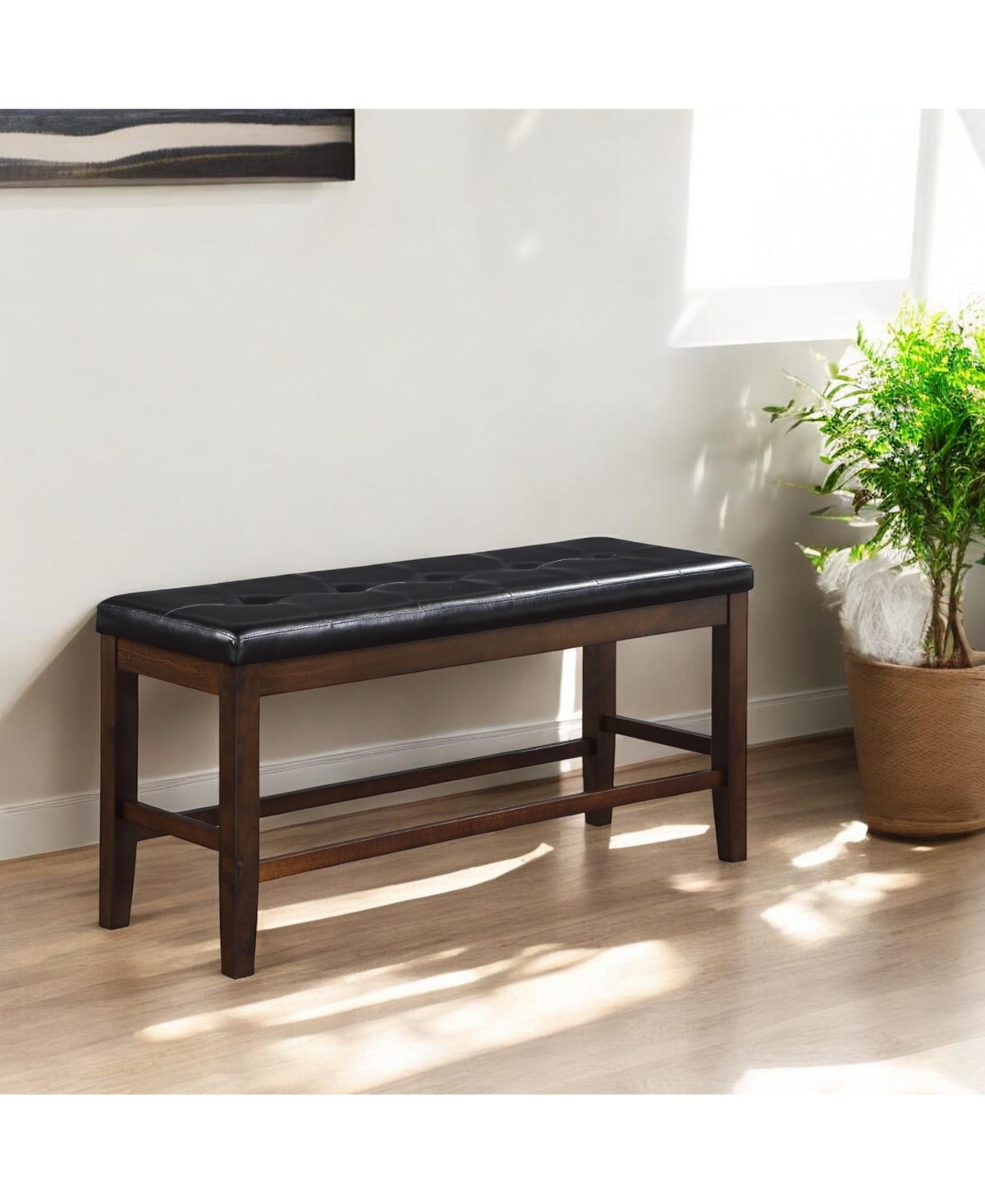 Click here for Urbana Counter Height Bench in Black Pu & Espresso... prices