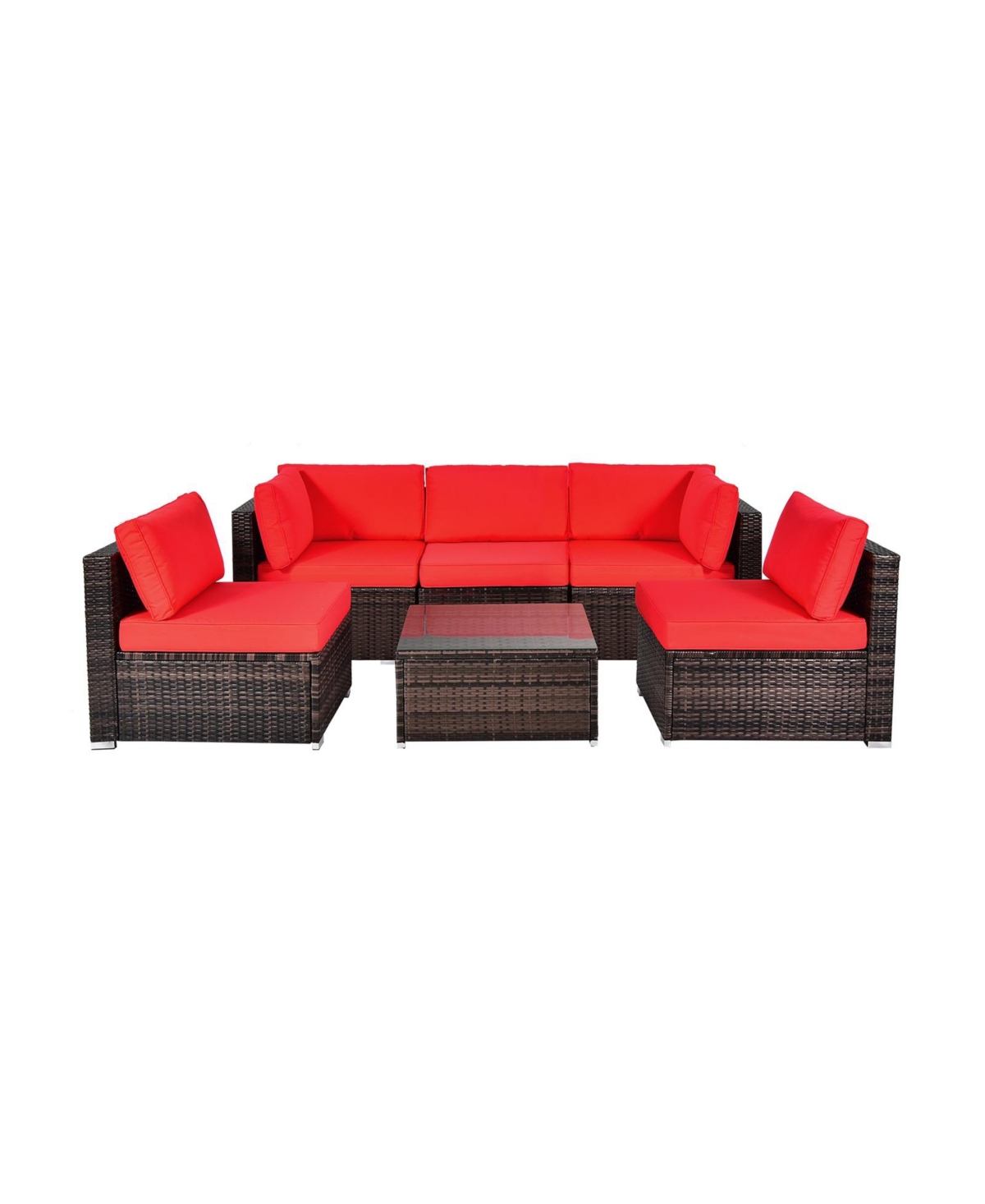 Click here for Sugift 6 Pieces Patio Rattan Furniture Set with Cu... prices