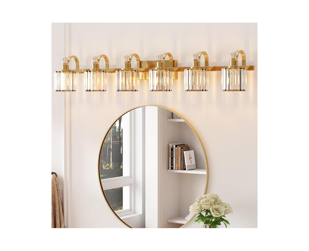 Click here for gaomon Crystal Gold Bathroom Vanity Light 6 Light... prices