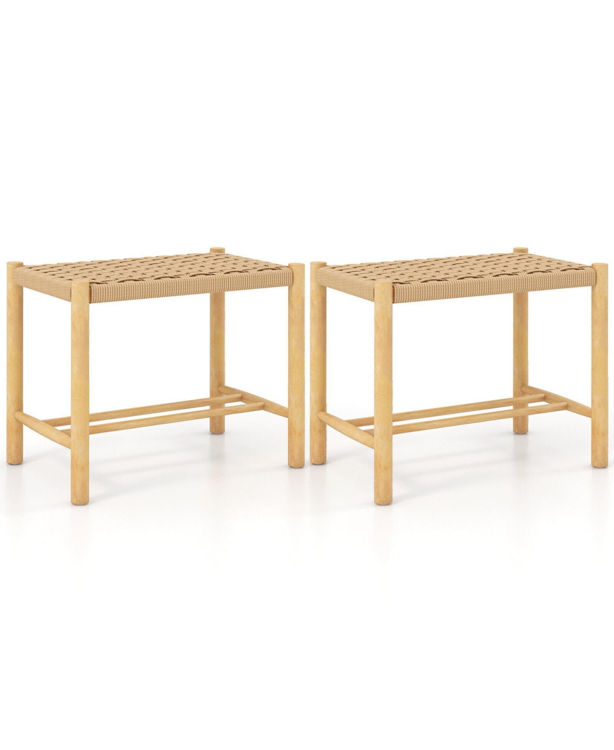 Click here for Sugift 18 Inch Dining Stool Set of 2 - Natural prices