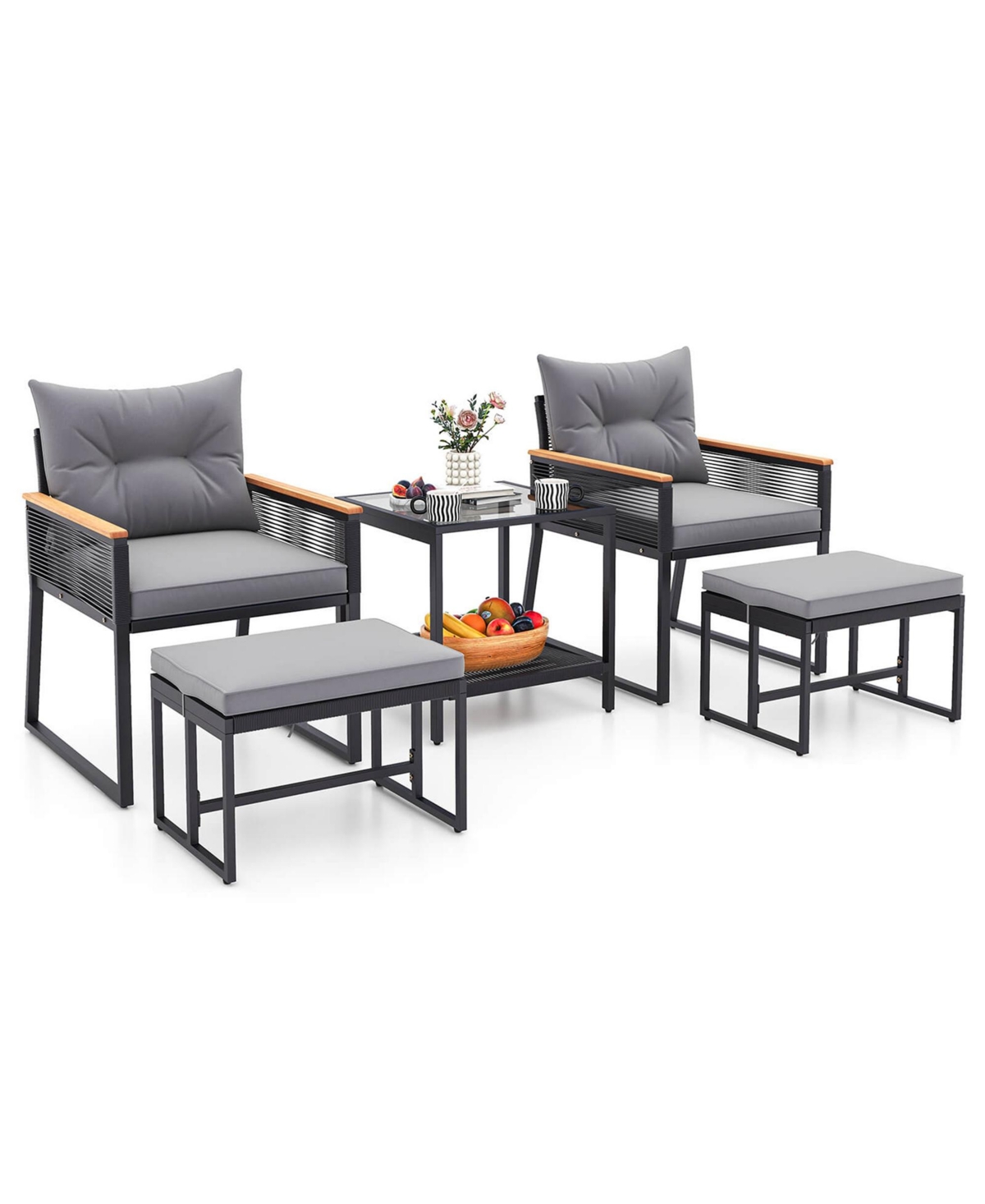 Click here for 5 Piece Outdoor Conversation Set Rattan Armchairs... prices