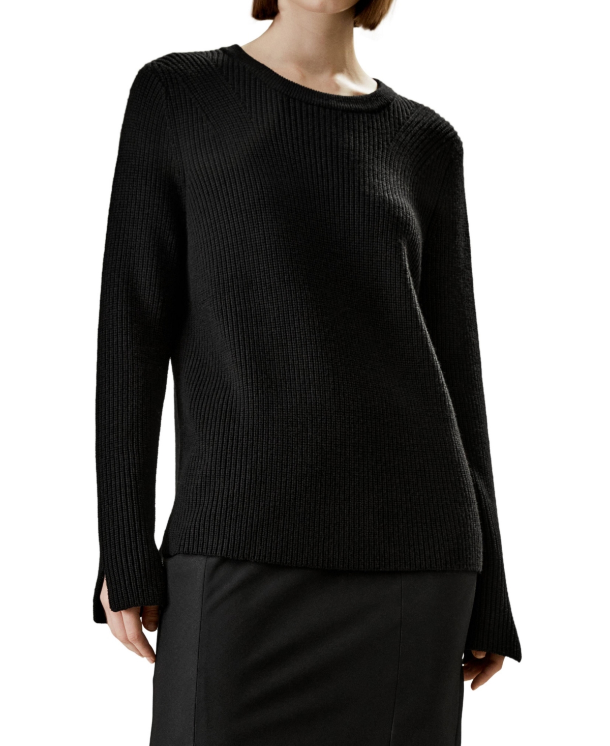 Click here for Lilysilk Womens Merino Wool Ribbed Slit Cuff Sweat... prices