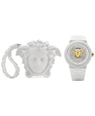 Versace Men's Swiss V-Pop White Silicone Strap Watch 43mm - Macy's
