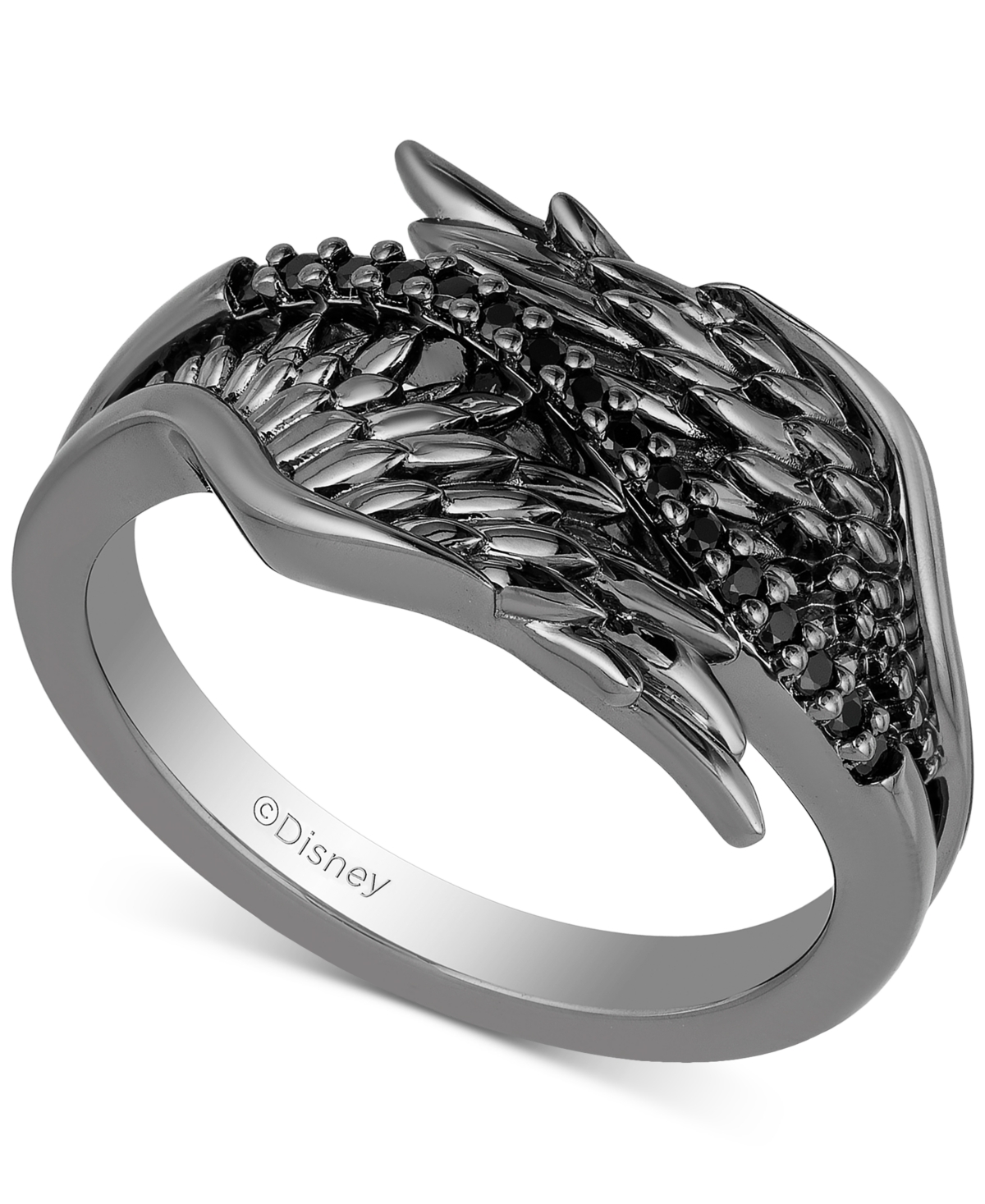 Disney Enchanted Vault Black Diamond Maleficent Wing Ring (1/10 Ct. T.w ...