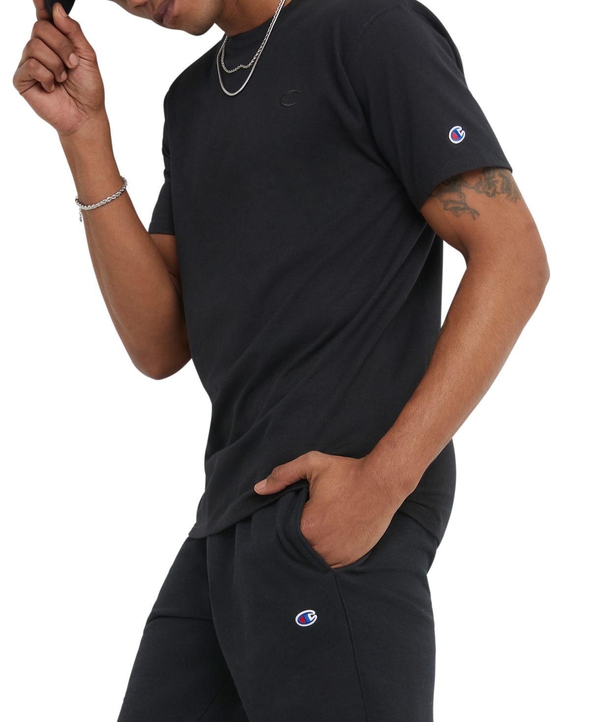 Click here for Champion Mens Cotton Jersey T-Shirt - BLACK prices