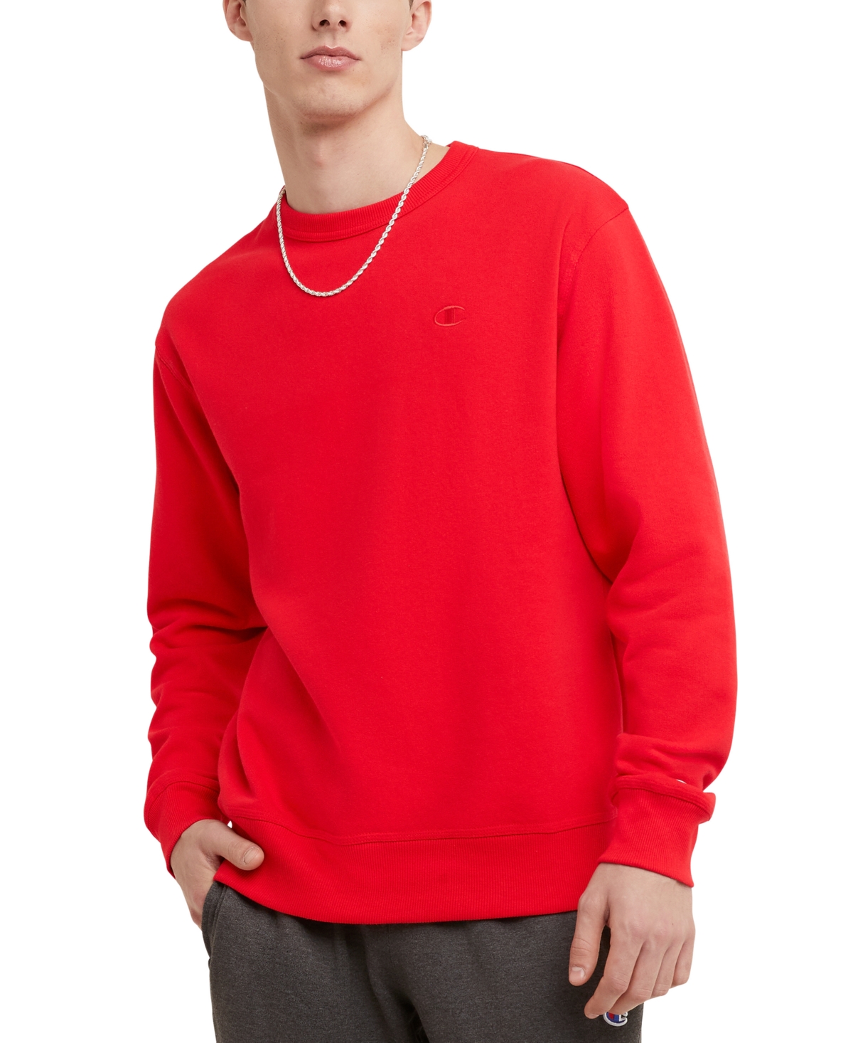 Click here for Champion Mens Crewneck Sweatshirt - Tango Red prices