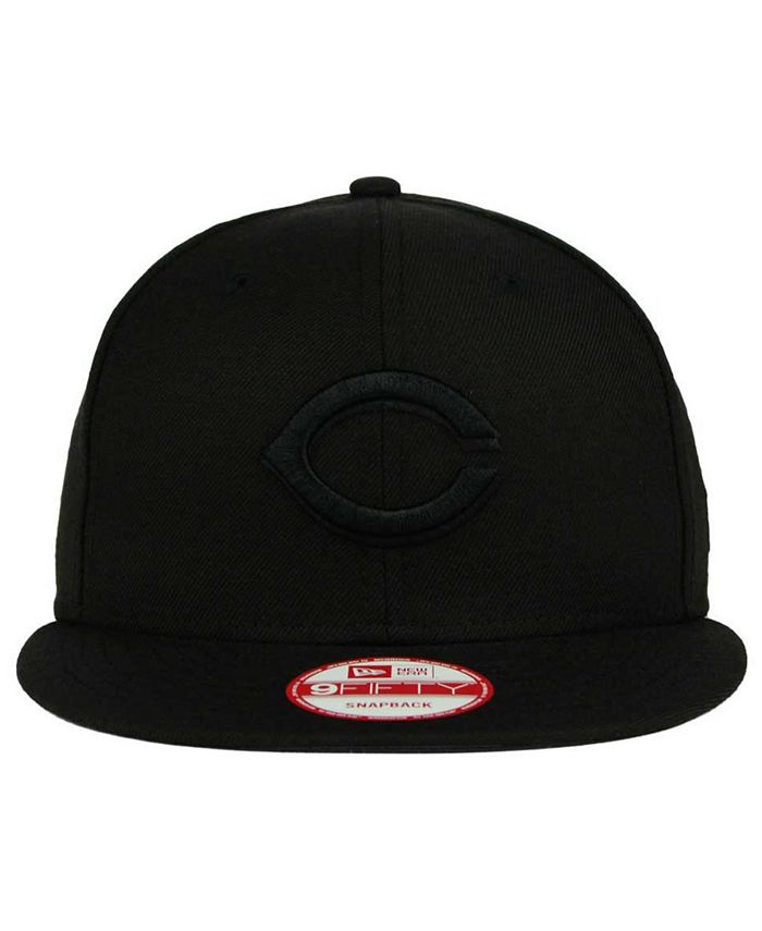 New Era Cincinnati Reds Black on Black 9FIFTY Snapback Cap - Macy's
