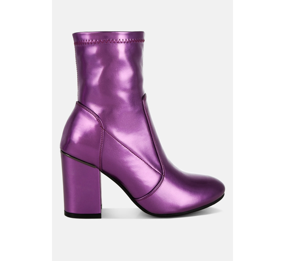 Click here for Tirana Metallic Pleather Sock Boots Women - Purple prices