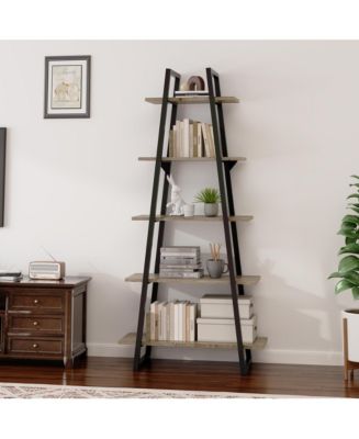 gaomon 5 Tier Ladder Bookshelf, Narrow Open Book Shelf, Tall Standing ...
