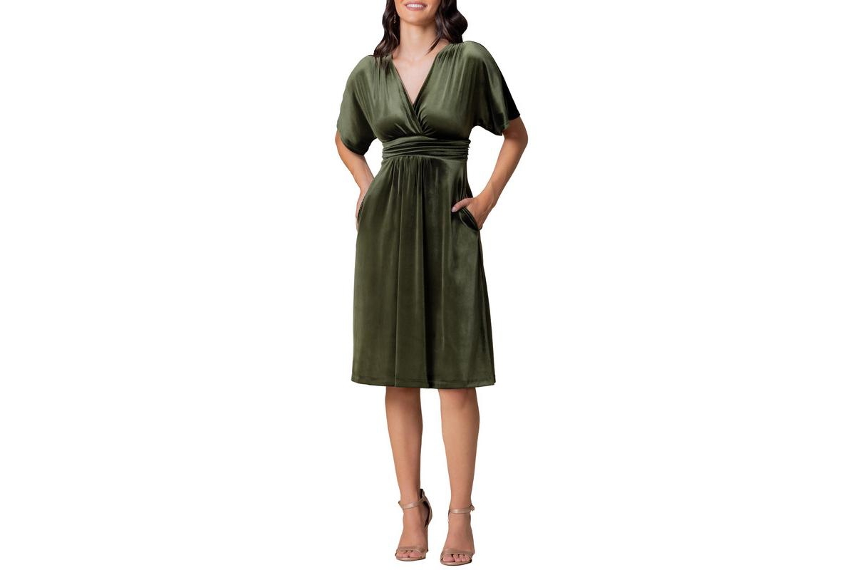 Click here for Kiyonna Womens Angelic Velvet Midi Cocktail Dress... prices