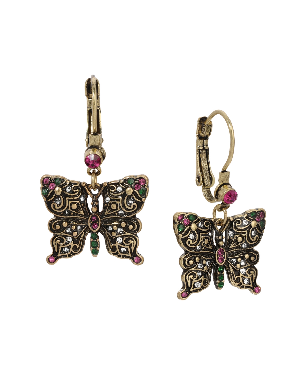 Click here for 2028 Crystal Butterfly Drop Earrings - Pink prices