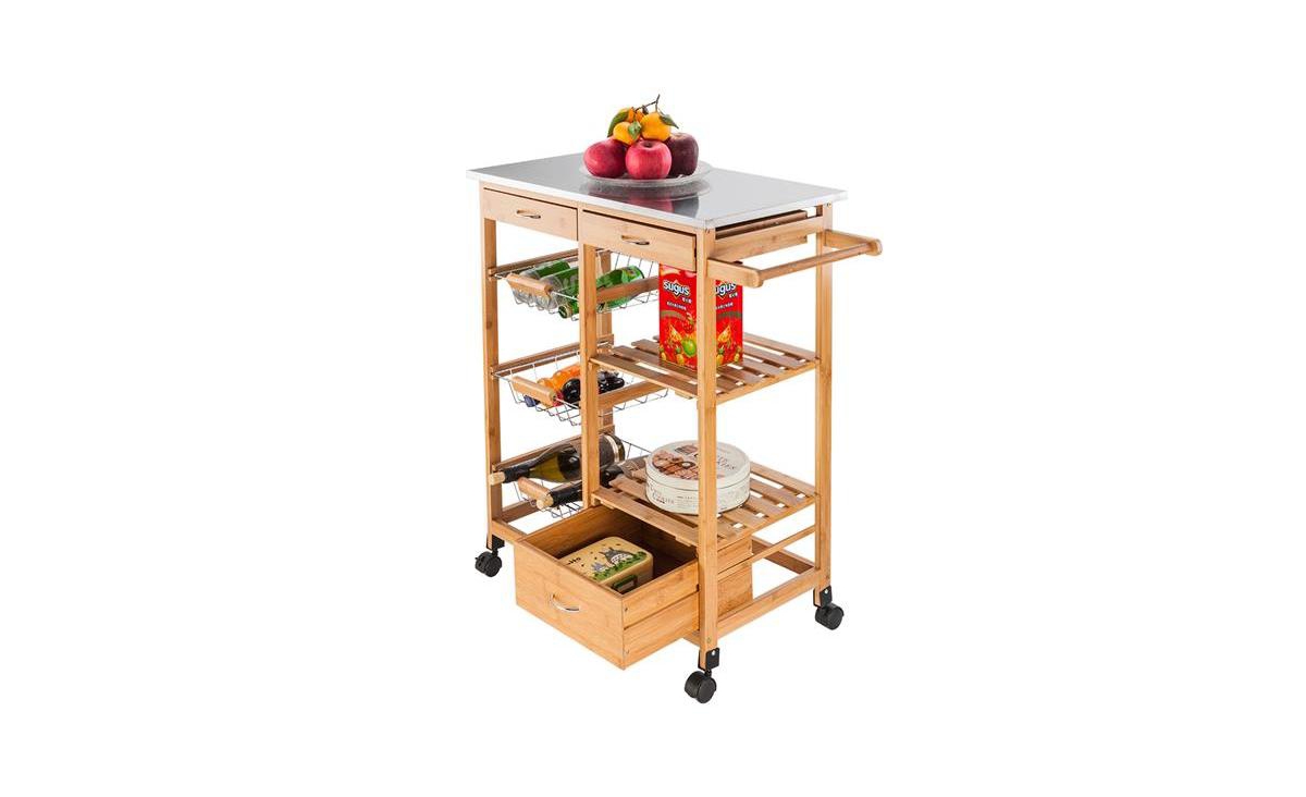 Click here for Slickblue Moveable Kitchen Cart with Stainless Ste... prices