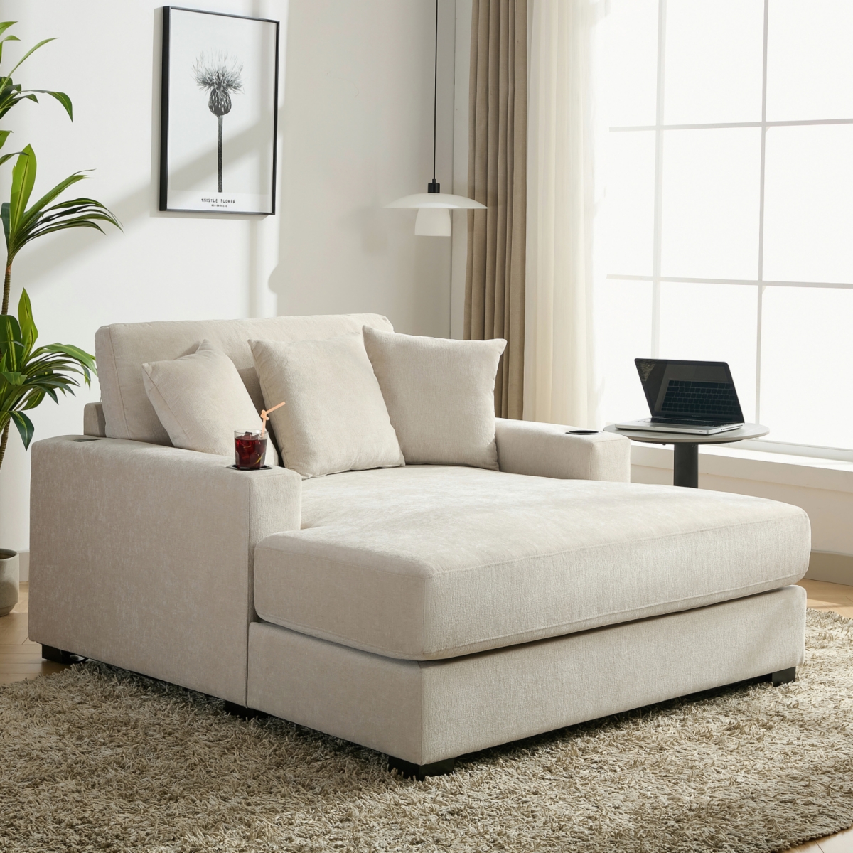 Click here for Streamdale 55" Chaise Lounge Sofa with Amenit... prices