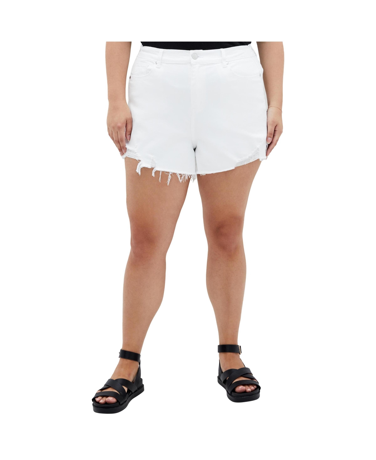 Click here for City Chic Plus Size Shannah Rip Short - Ivory prices