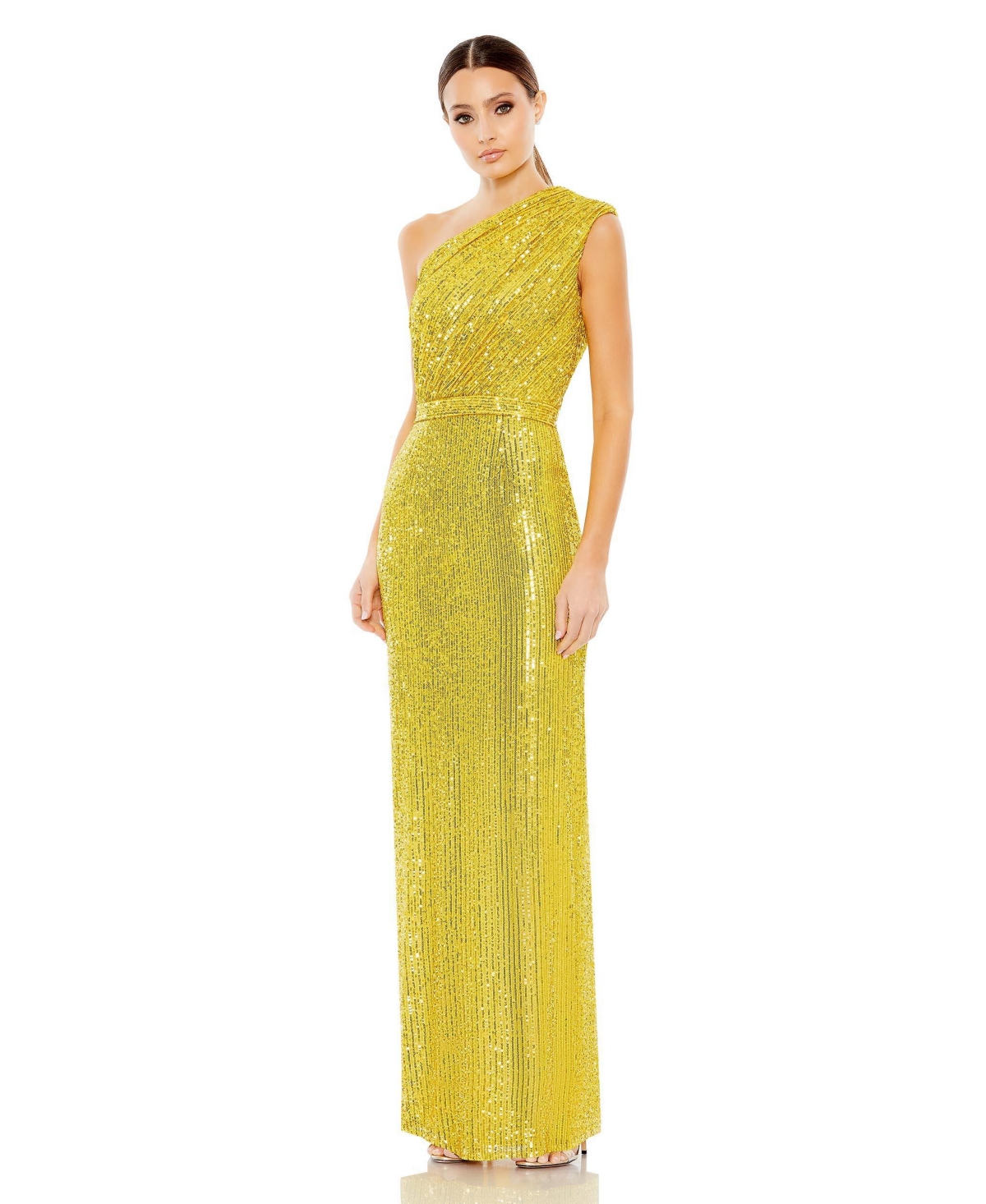 Click here for Mac Duggal Womens Sequined Ruched One Shoulder Gow... prices