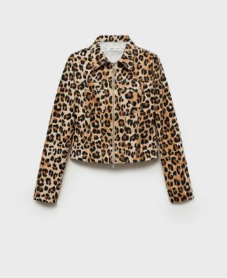 Mango Women's Double Zipper Leopard-Print Jacket - Macy's