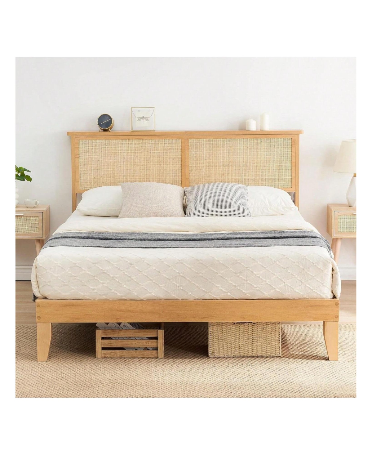 Click here for gaomon Rattan Bed Frame Queen With Natural Rattan... prices