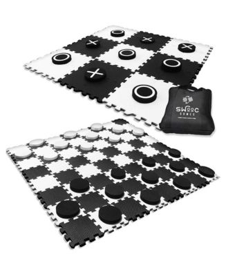 SWOOC 2-in-1 Premium Giant Checkers & Tic Tac Toe Game (4ft x 4ft ...