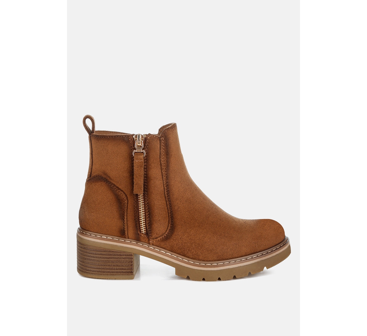 Click here for Tigris Microfiber Zipper Boots Women - Brown prices