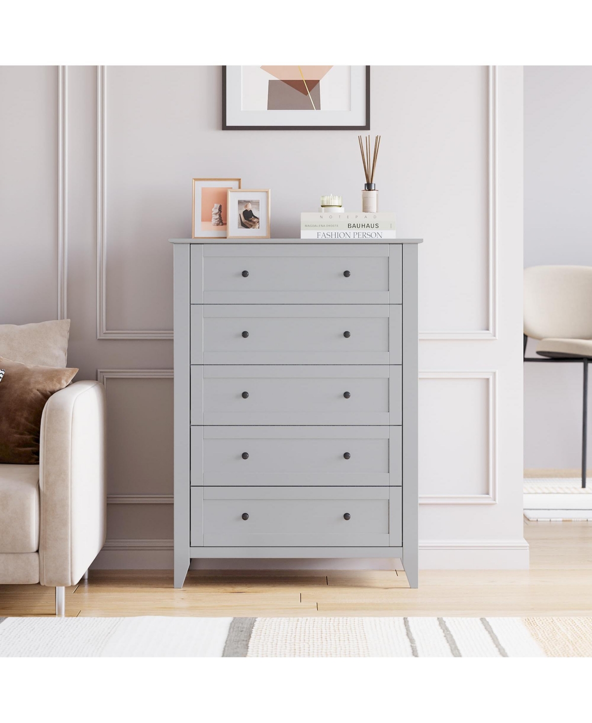 Click here for gaomon White 5 Chest of Drawer Dresser  Modern Tal... prices