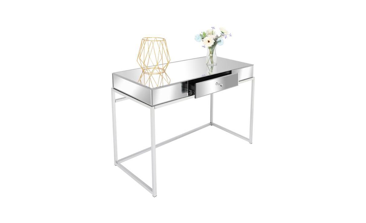 Click here for Slickblue Modern Mirrored Glass Table with One Dra... prices