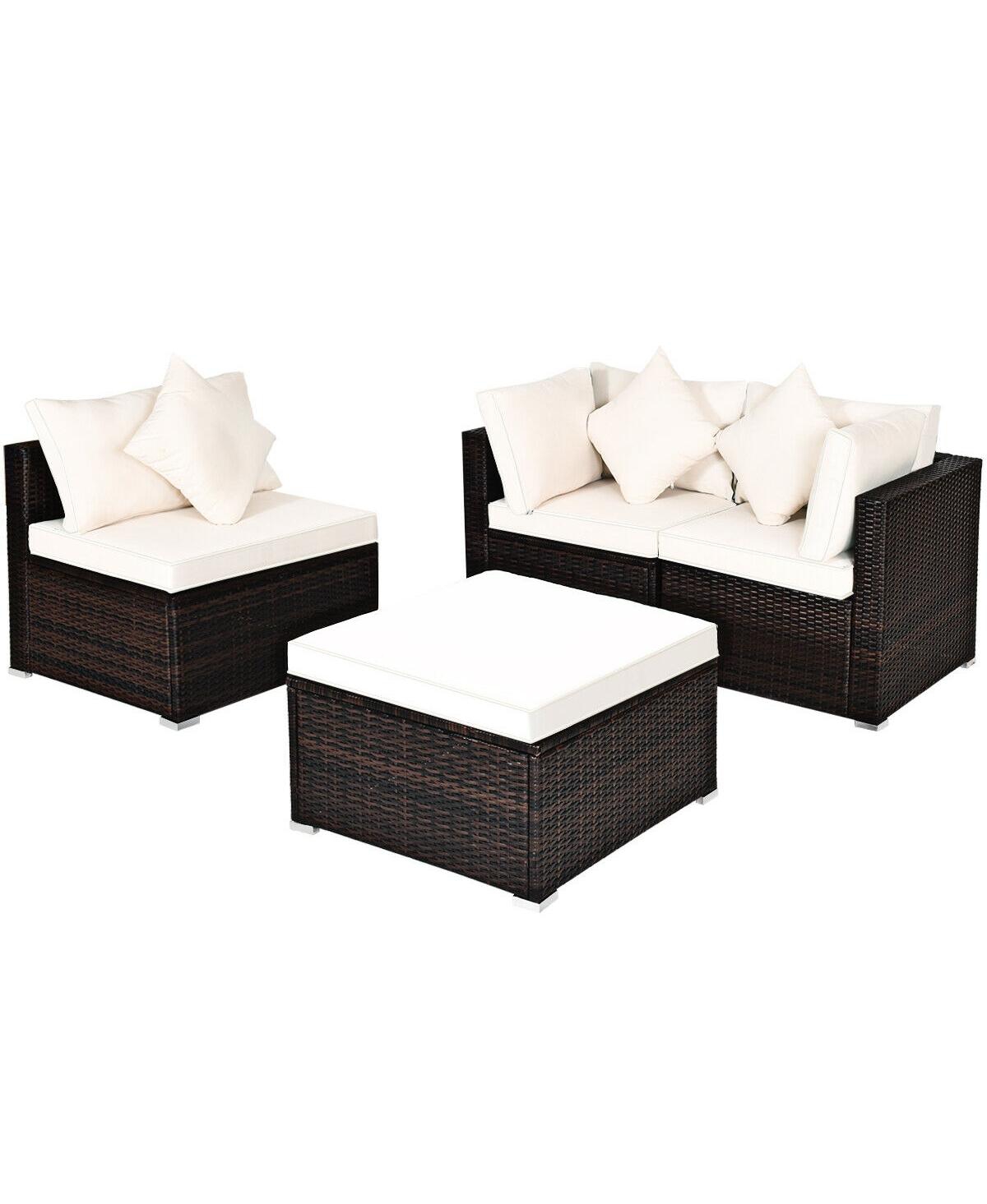 Click here for Sugift 4 Pcs Ottoman Garden Deck Patio Rattan Wick... prices