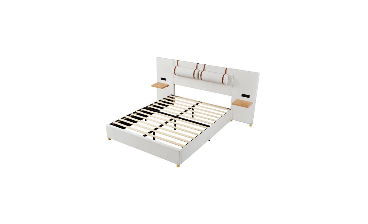 Click here for Slickblue Queen Size Upholstered Platform Bed with... prices