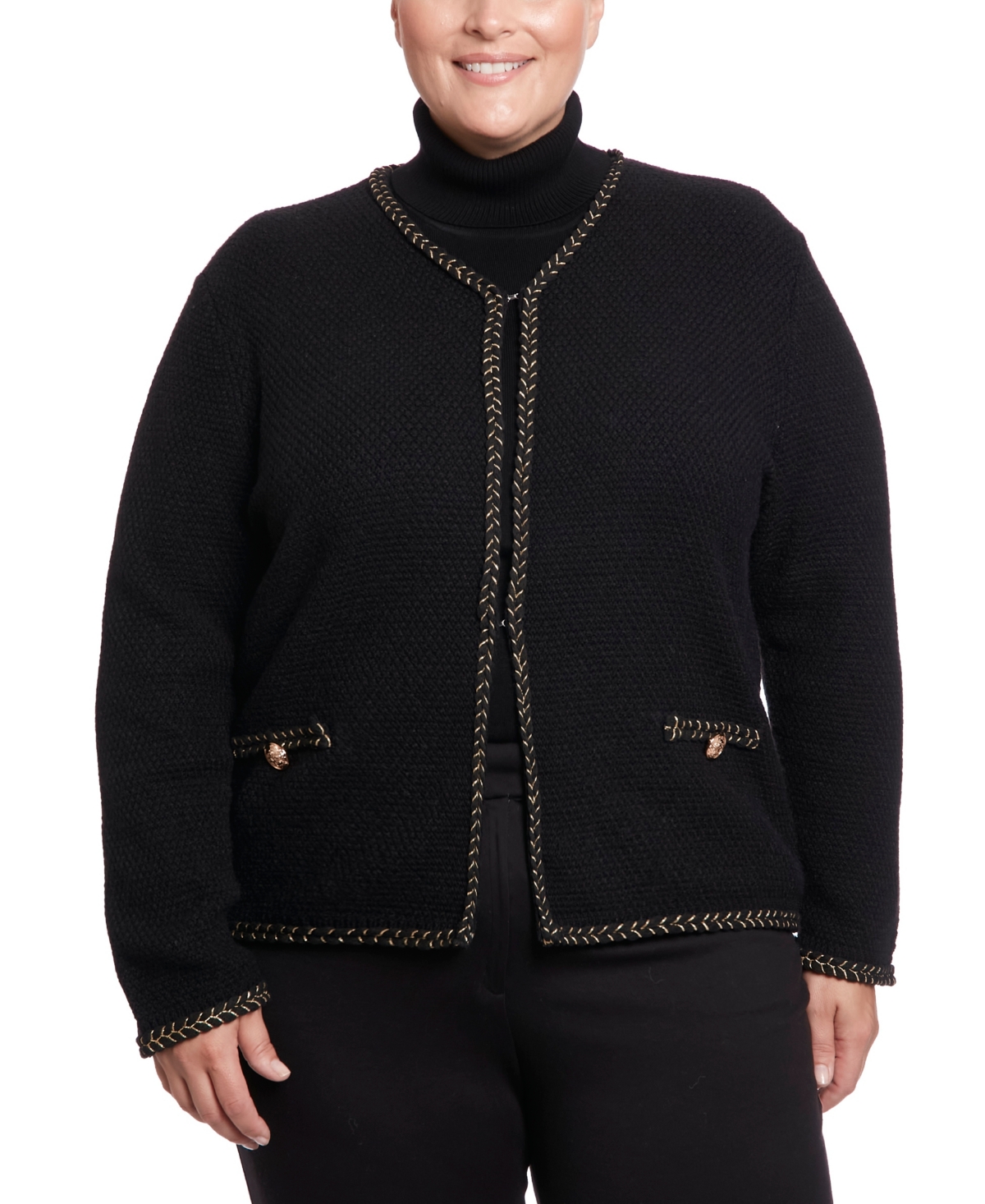 Click here for Joseph A Plus Size Novelty Trim Cardigan Sweater -... prices
