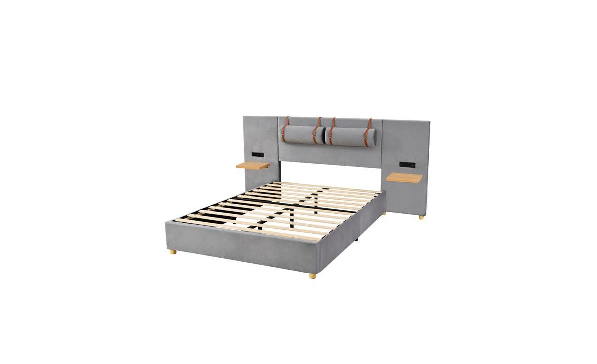 Click here for Slickblue Queen Upholstered Platform Bed with Dual... prices