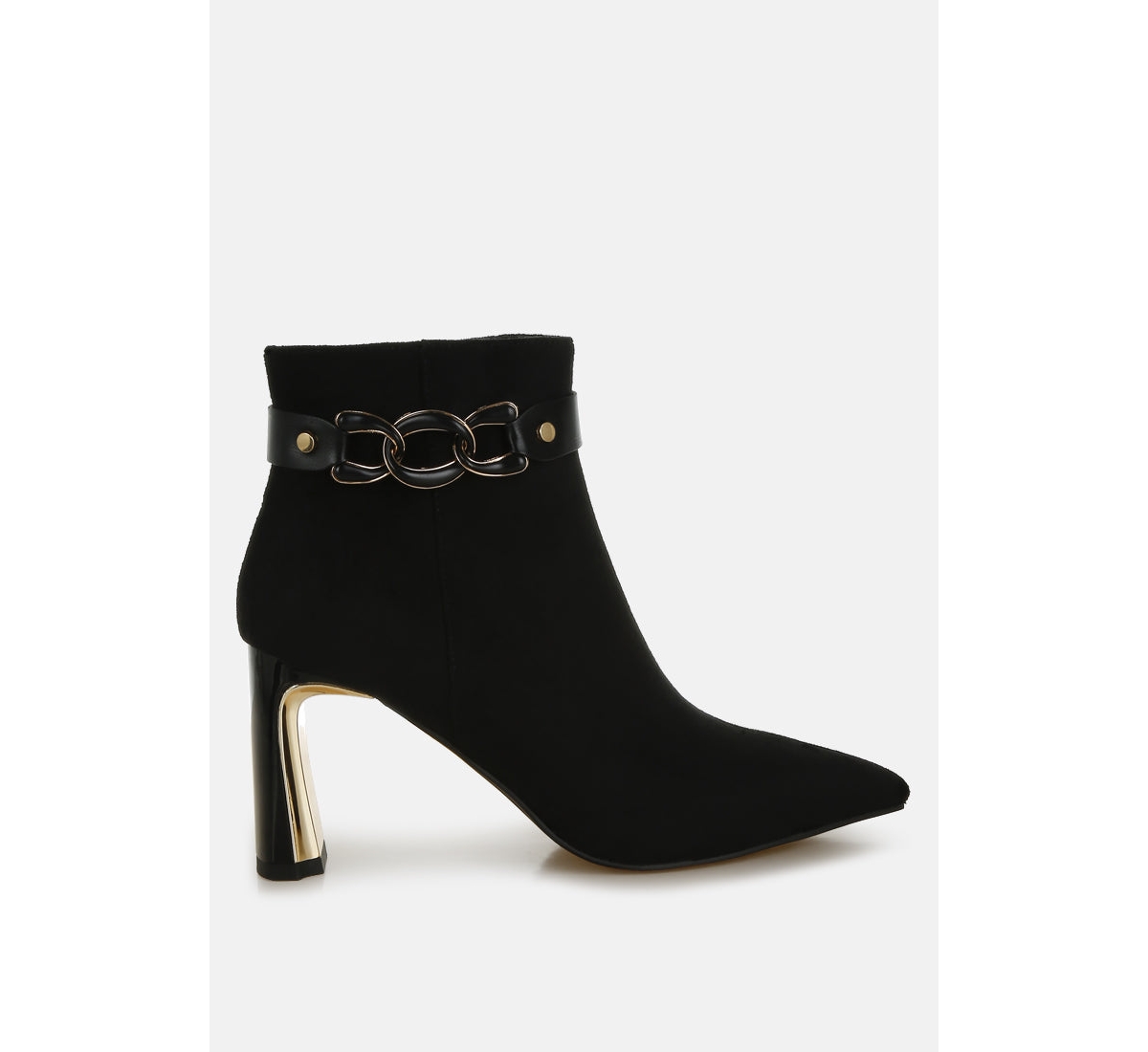 Click here for Antares Chain Belt Detail Ankle Boots - Black prices