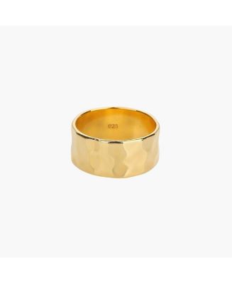 Sterling Silver 18k Gold Plated Skye Hammered Band Ring Size 6 – Bold ...