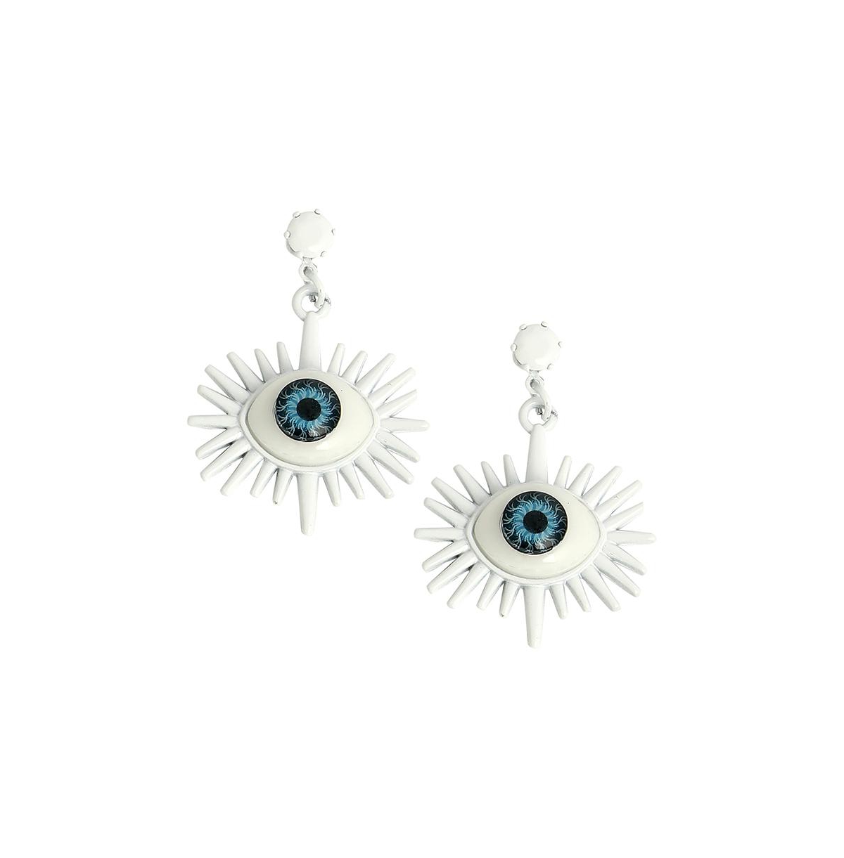 Click here for Sohi Womens The Evil Eyes Ray Drop Earrings - Whit... prices