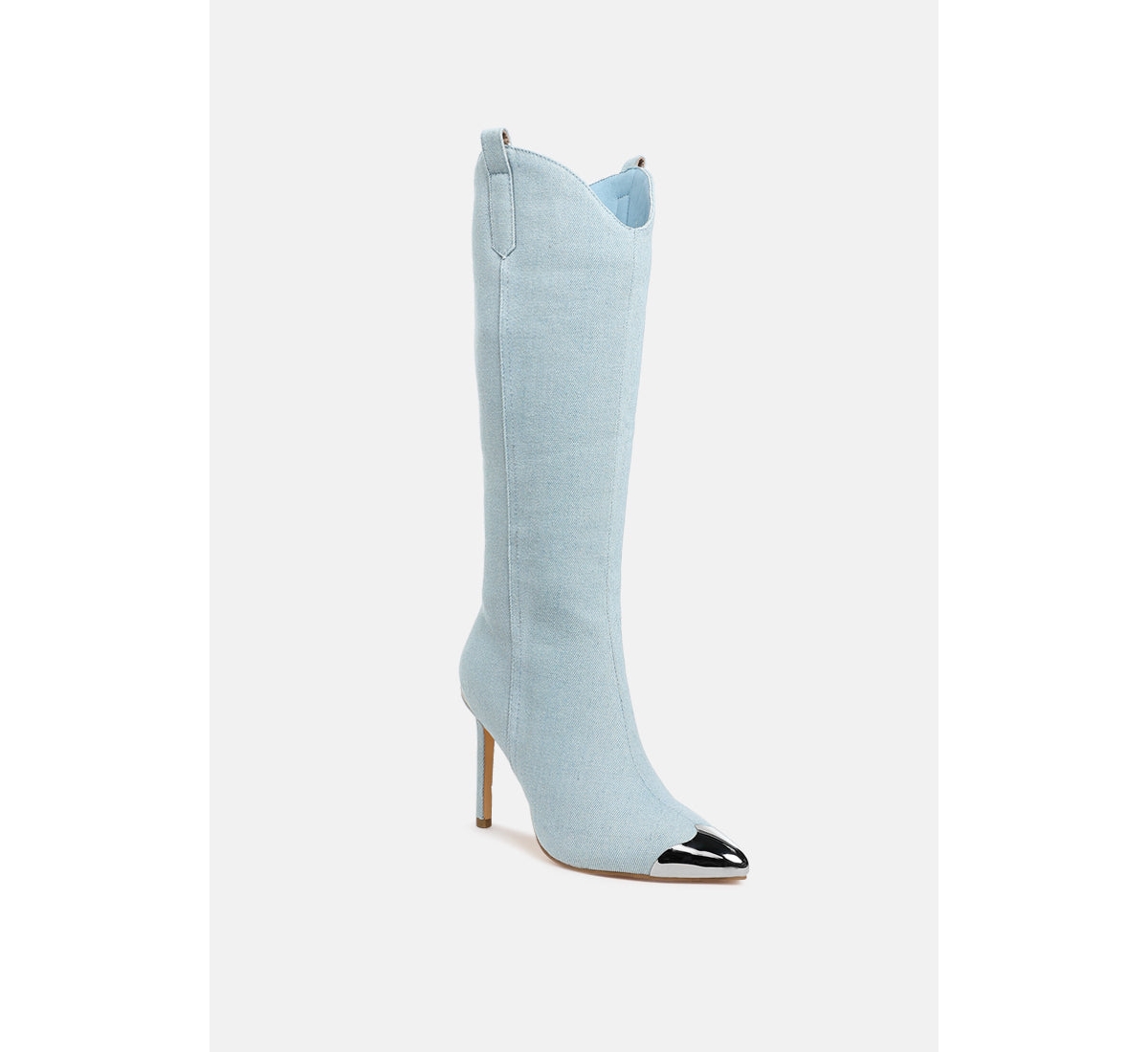 Click here for Ridda Metallic Cap Toe Denim Boots - Blue prices