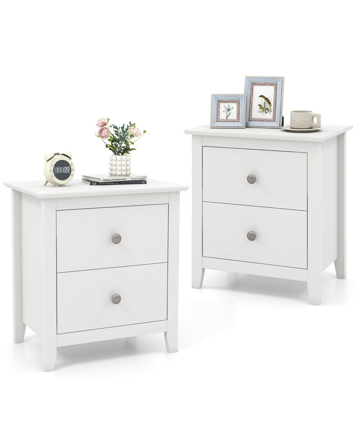 Click here for Gymax 2PCS Modern Nightstand w/ Storage 2 Drawers... prices