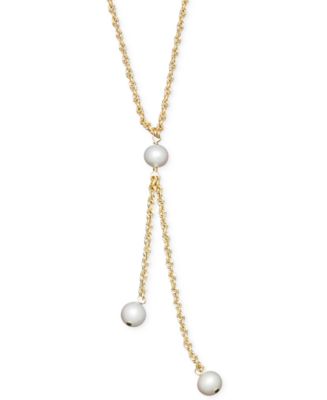 Cultured Freshwater Pearl Rope Chain Lariat Necklace in 14k Gold (6mm ...