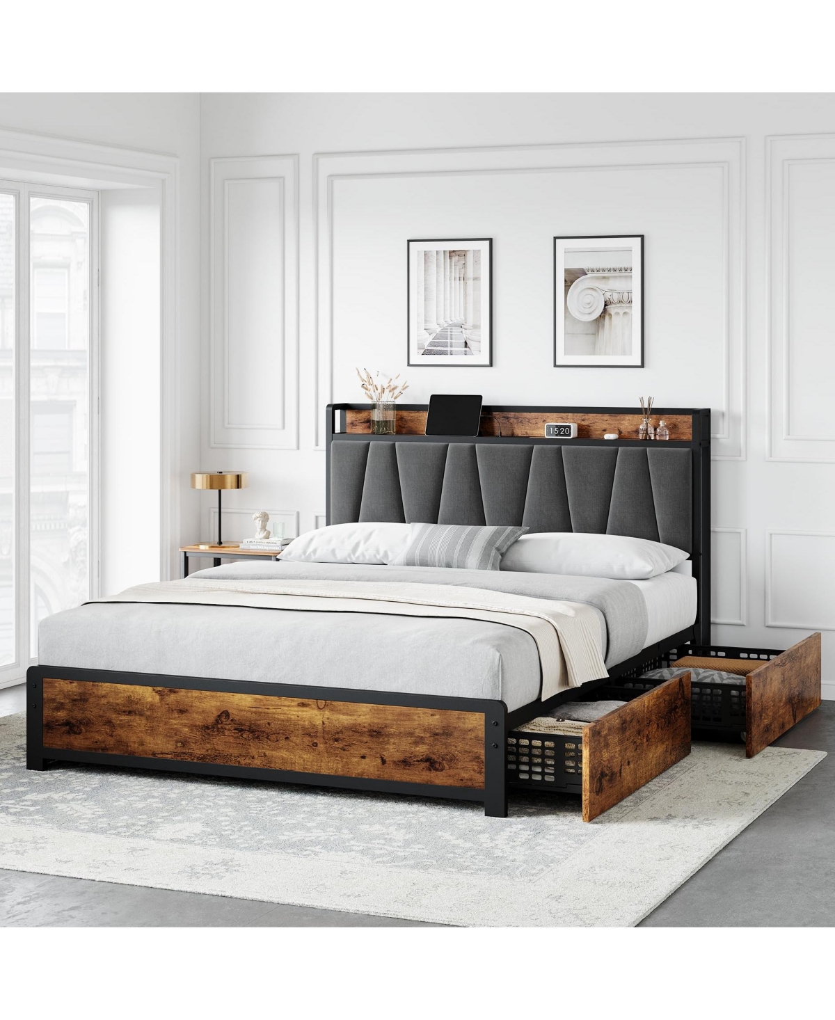 Click here for gaomon Full Size Bed Frame with Storage Linen Upho... prices