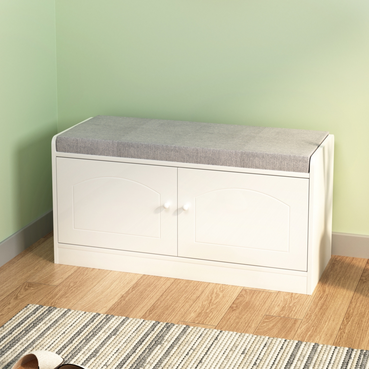 Click here for Streamdale Shoe Storage Bench with 2 Doors & Cushi... prices