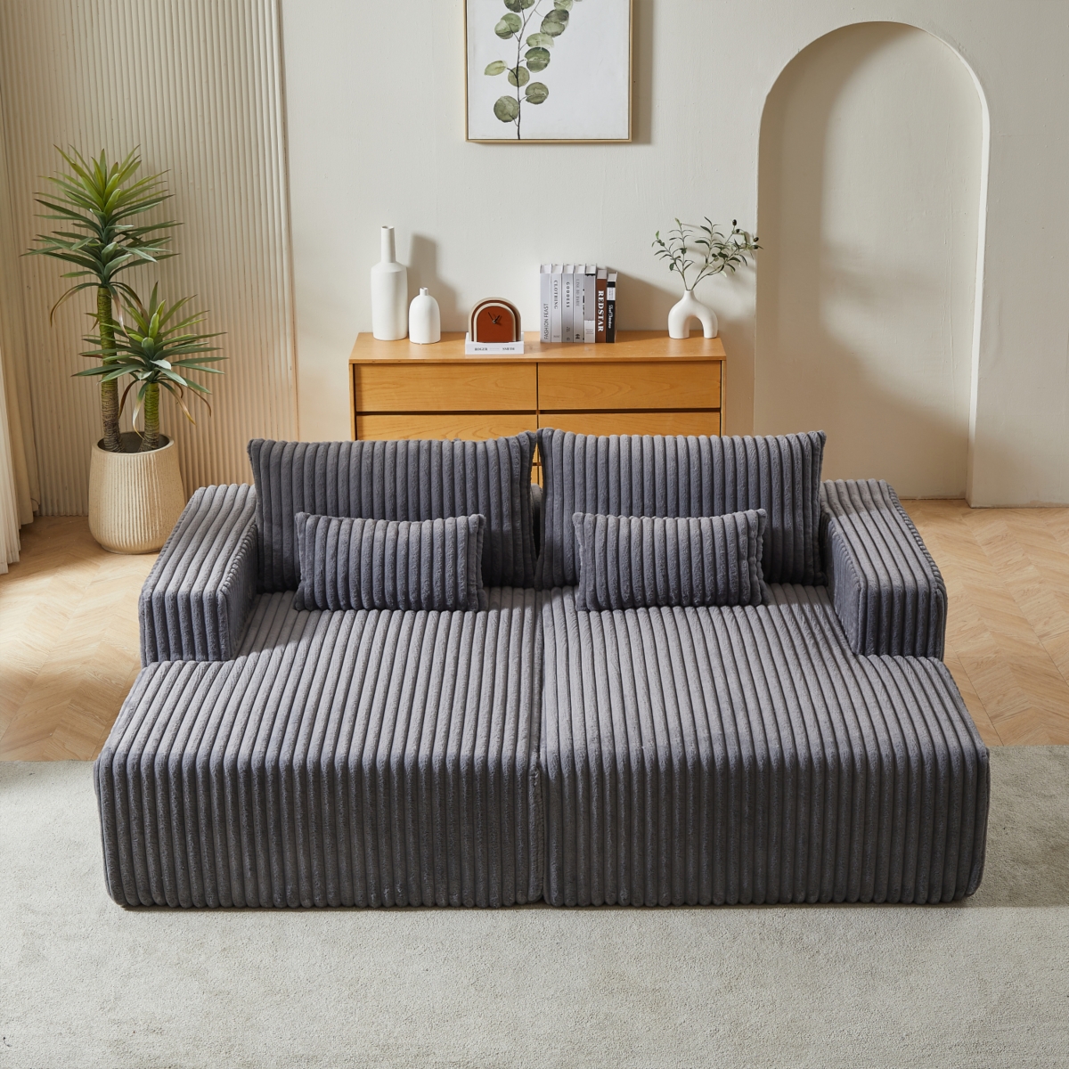 Click here for Streamdale Plush Cloud Sectional Sofa Bed - Grey prices