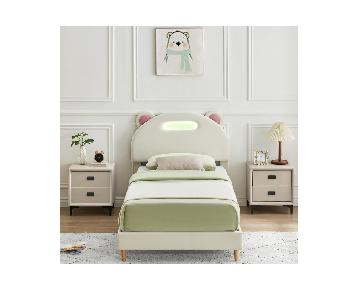 Click here for gaomon Led Twin Bed Frame with Light Pink Upholste... prices