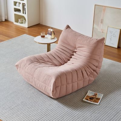 Streamdale Furniture Teddy Fabric Fireside Chair Lazy Floor Sofa Couches Modern Armless Floor Lounge Chair Comfy Accent Bean Bag Couch Single Corner Chair Sofa for Living Room Bedroom Salon Office 1Se...