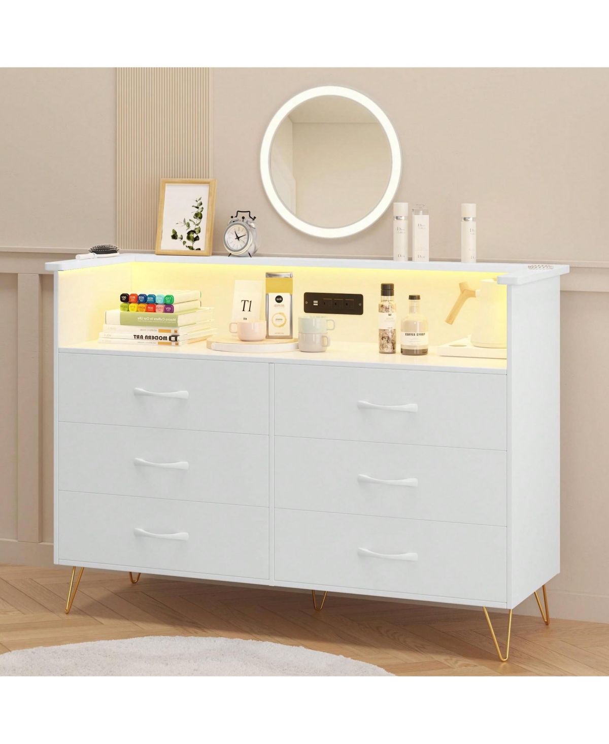 Click here for Dresser For Bedroom With Led Light & Charging Stat... prices