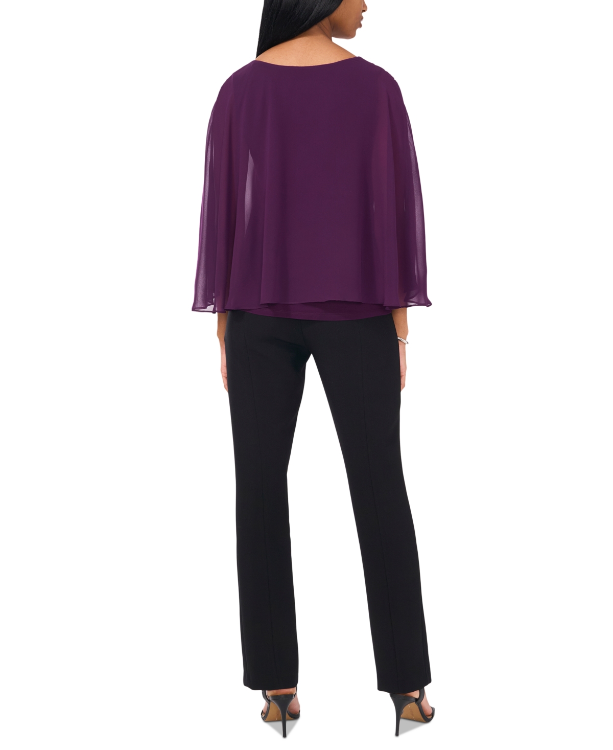 Msk Women's Rhinestone-trim Overlay Top In Luxe Plum | ModeSens