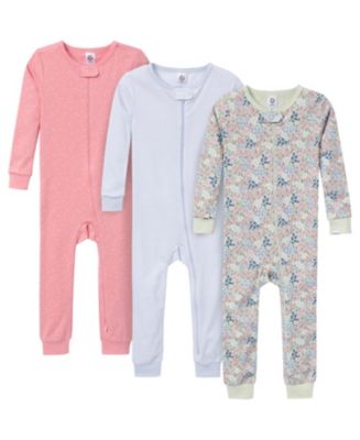 Baby Girls' Snug Fit Footless Pajamas, 3-Pack - Macy's
