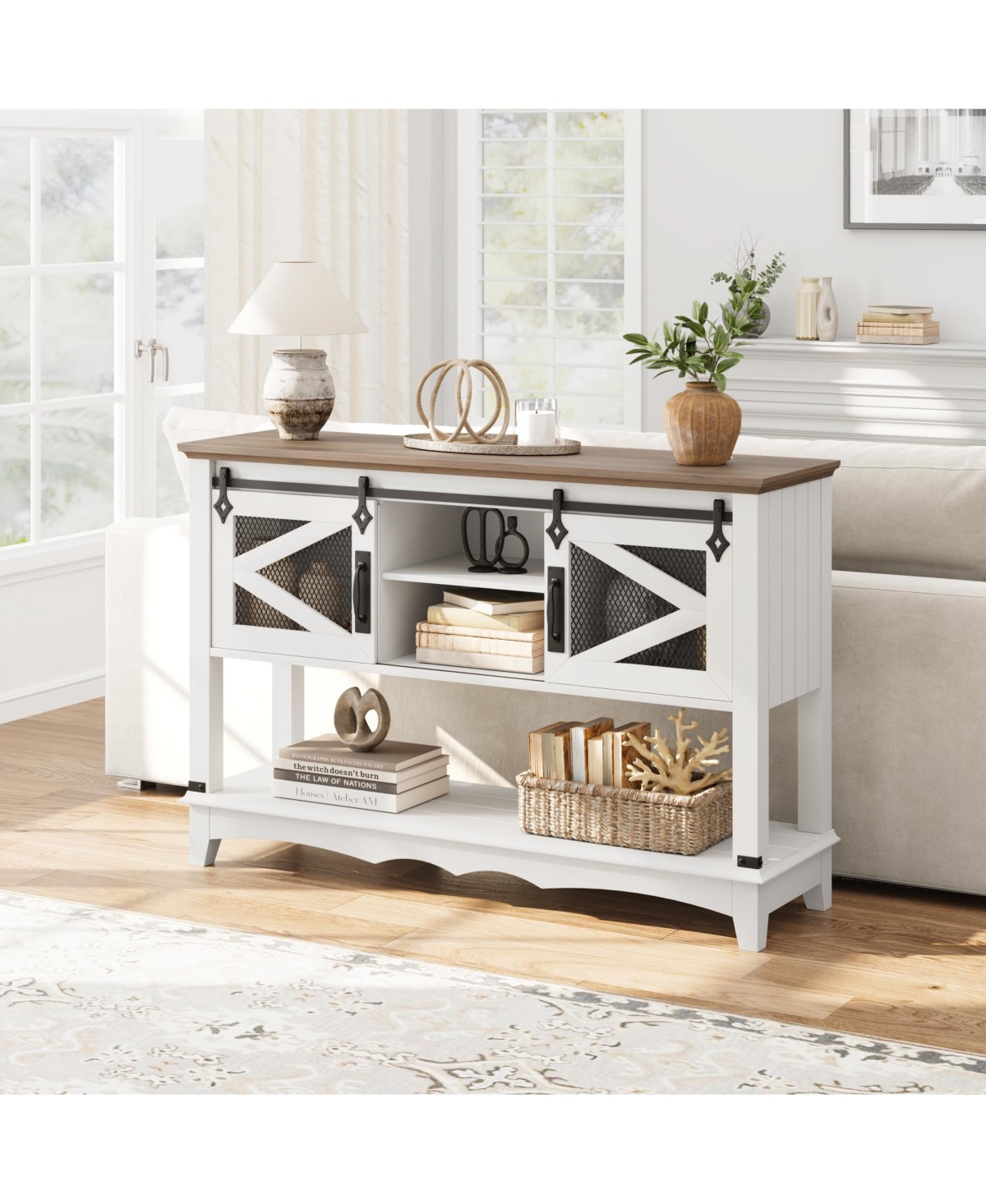 Click here for gaomon 46 Entryway Table with Sliding Barn Doors... prices