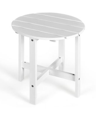 INOLAIT 18 Inch Patio Round Side Wooden Slat End Coffee Table for ...