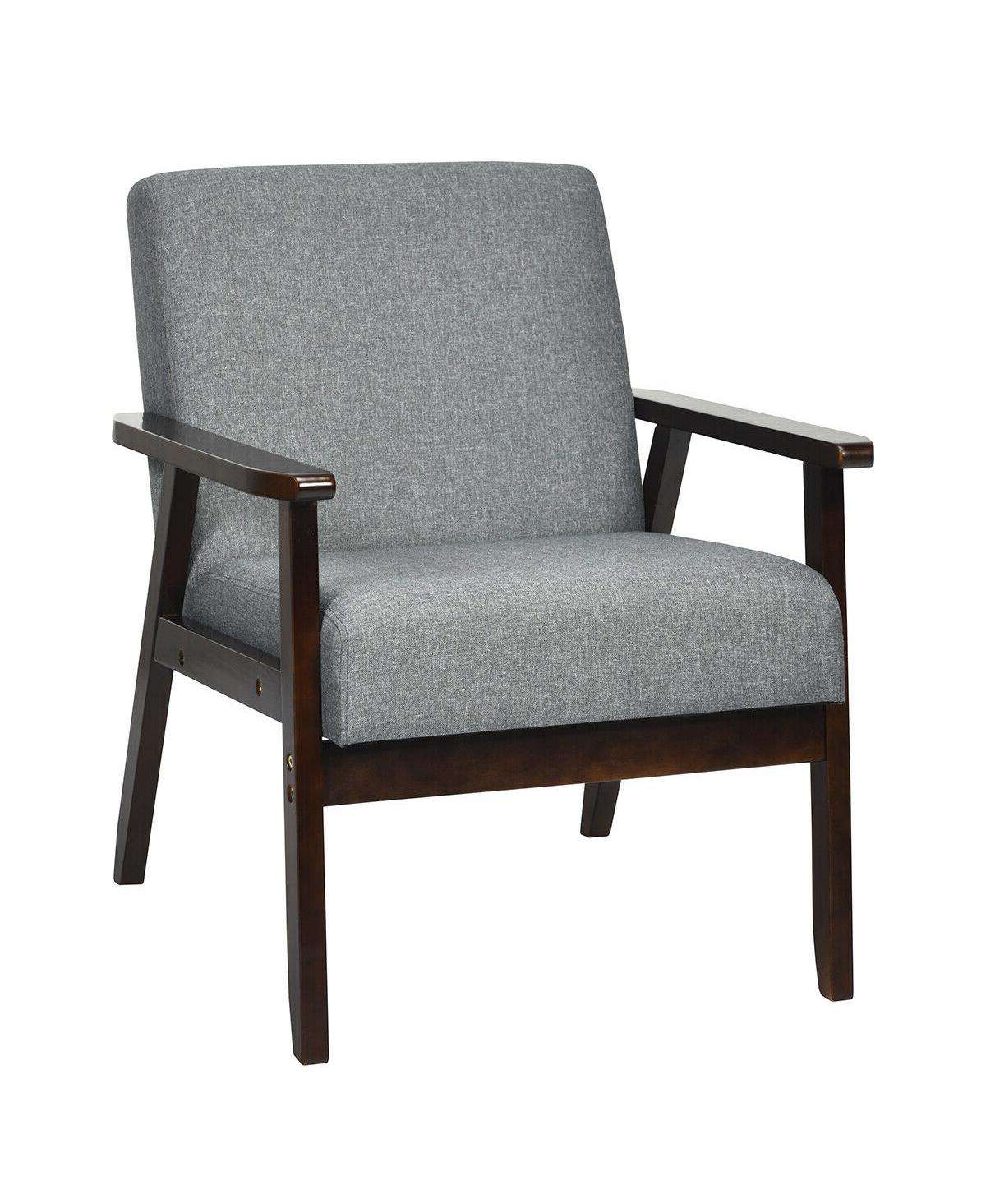 Click here for Gouun Solid Rubber Wood Fabric Accent Armchair - G... prices